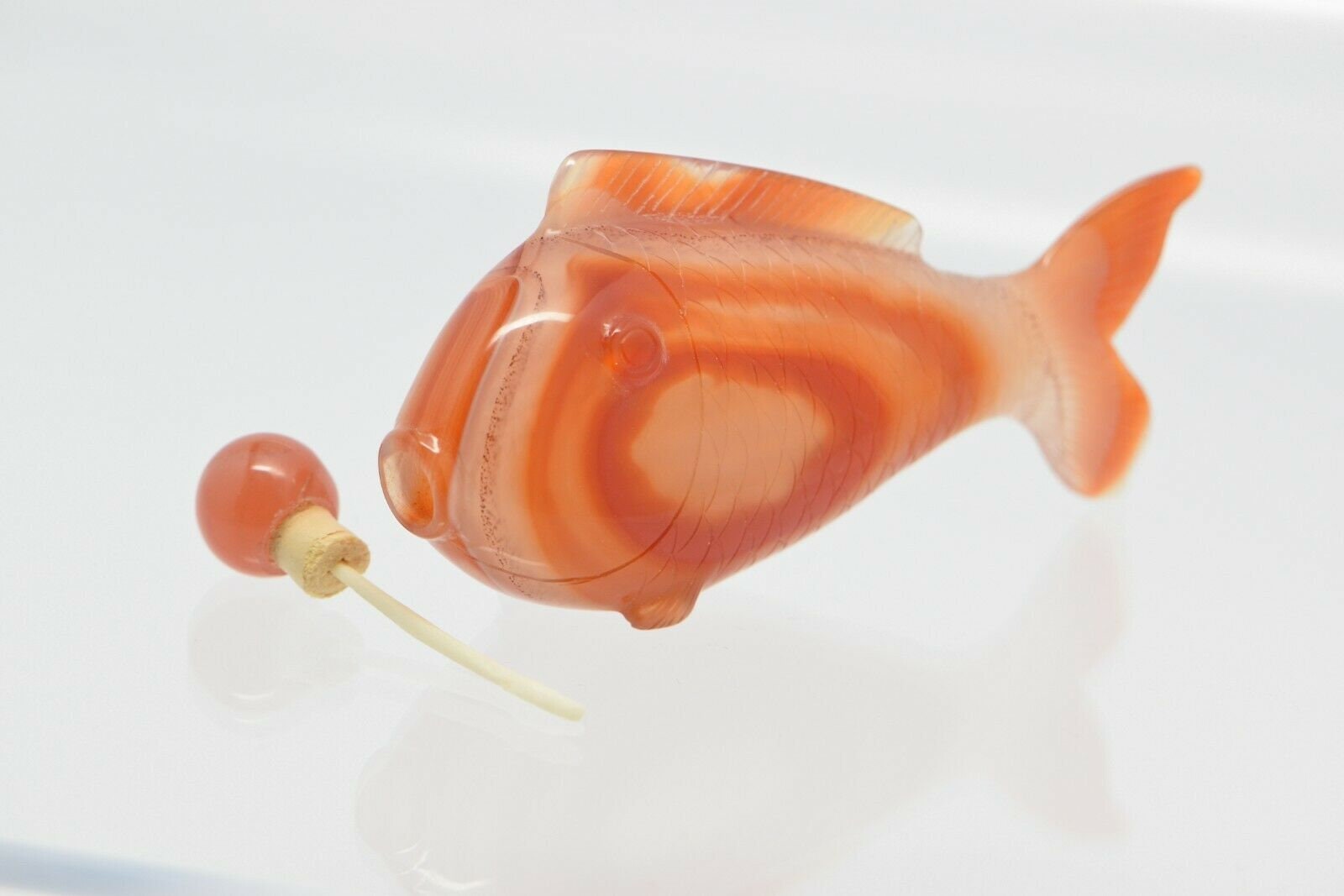 Chinese Banded Agate Snuff Bottle Bone Dipper Fish Form Circa - Etsy