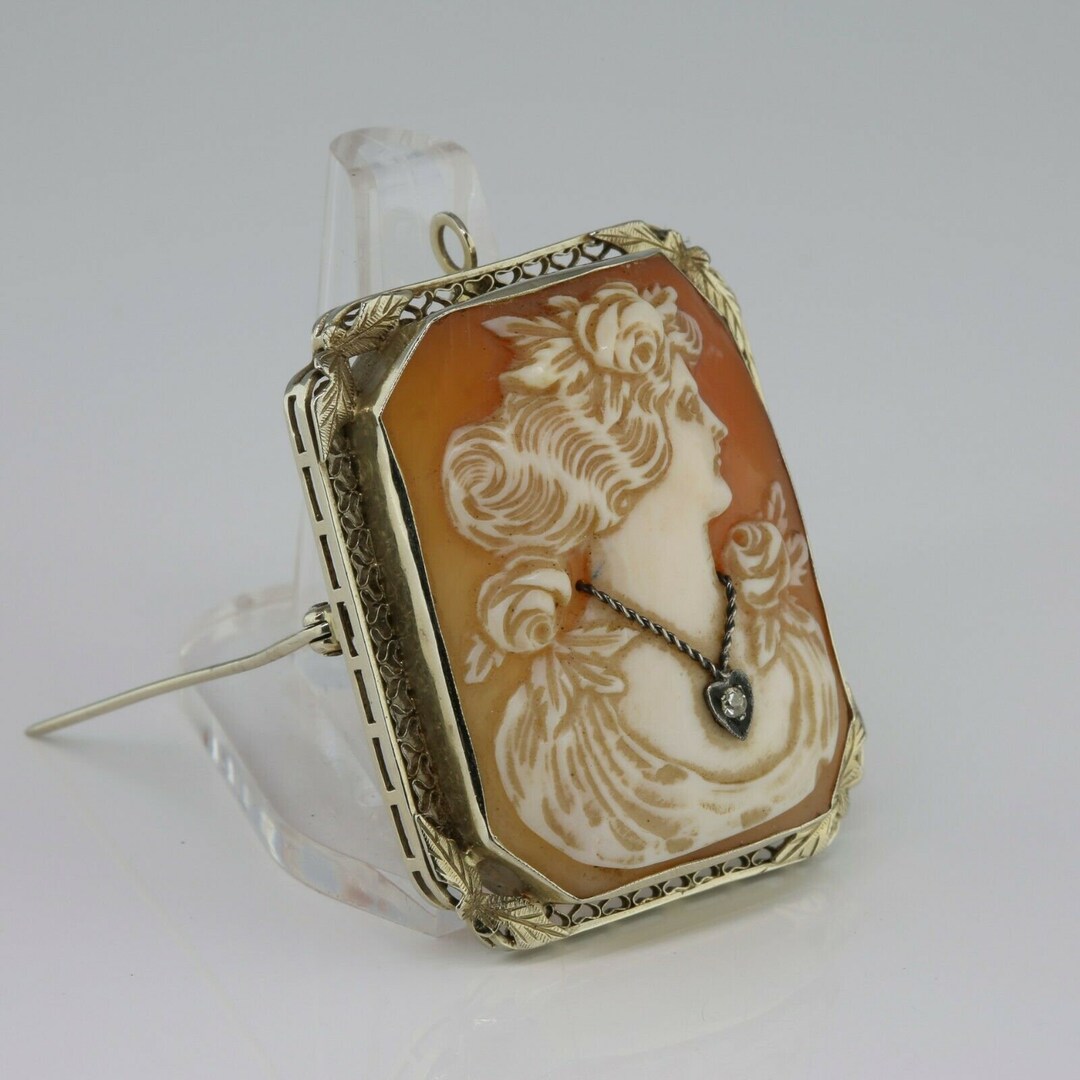 Antique 14K White Gold Rectangular Pin Pendant Circa 1925 - Etsy