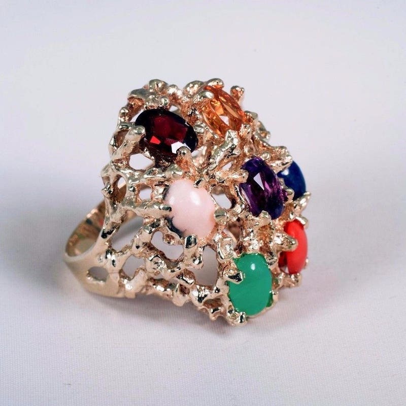 Multi Colored Stone Rings - Etsy