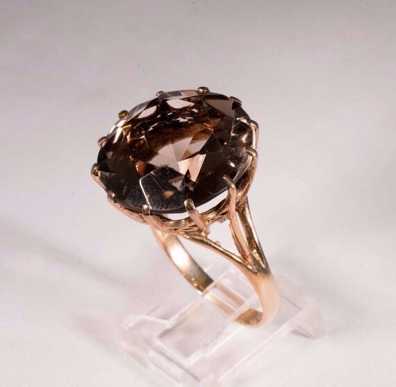 14K Yellow Gold Large Brown Topaz Ring Size 10.75 Etsy