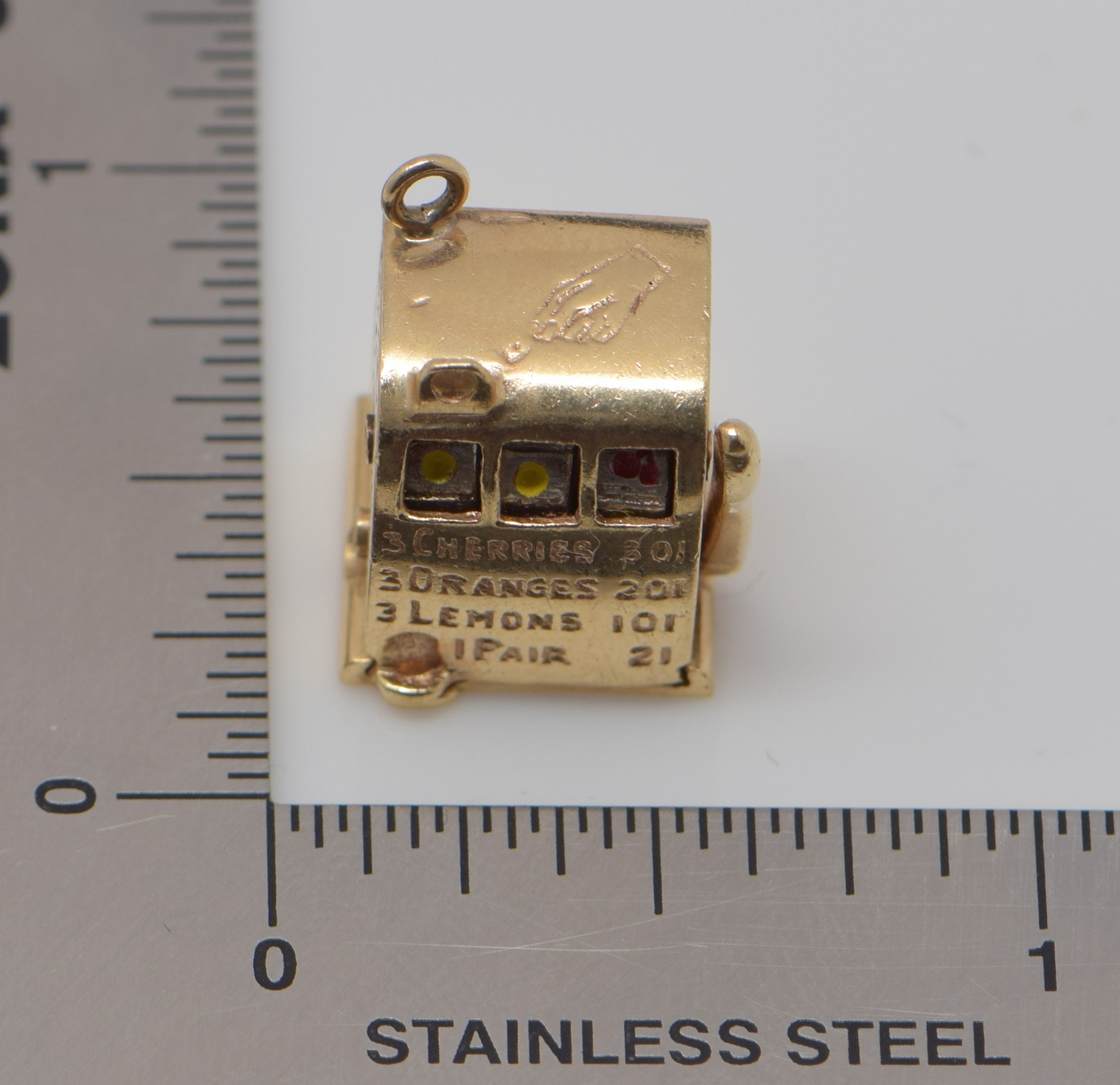 14K Yellow Gold Slot Machine Charm | Etsy