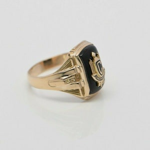 14K Yellow Gold Chelmsford High School Class Ring, 1937, Black Onyx ...