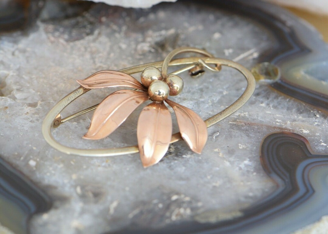 10K Yellow & Rose Gold "forstner" Floral Pin, Circa 1940 - Etsy