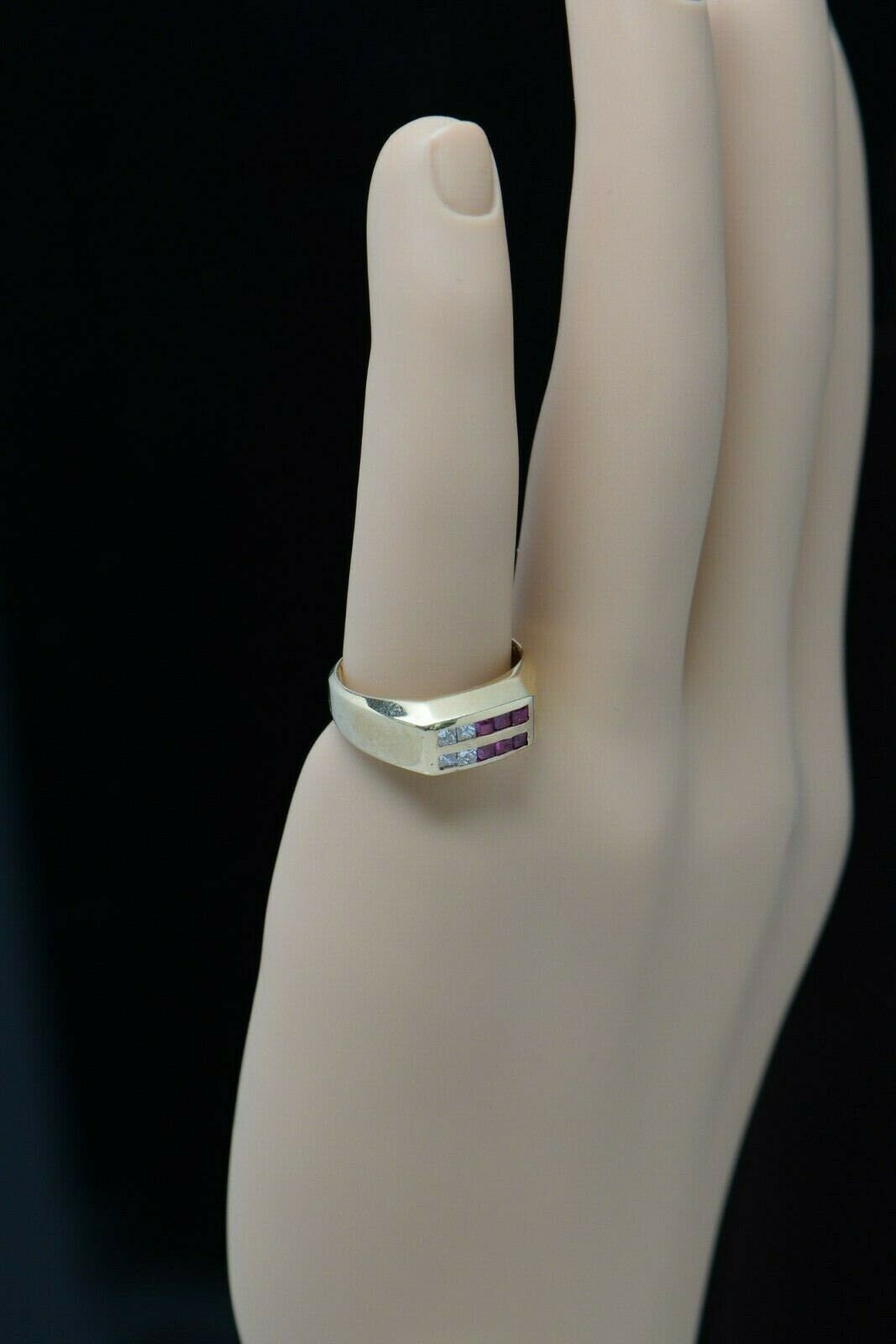 14K Yellow Gold Men's Diamond and Ruby Ring Circa | Etsy