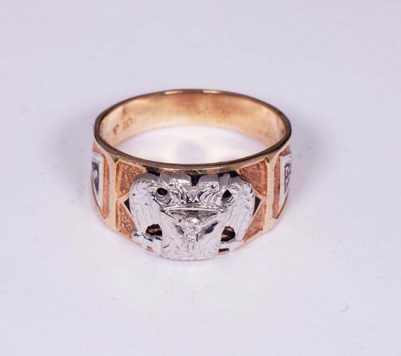 10K Yellow Gold 32d Degree Masonic Ring with Diamond … - Gem