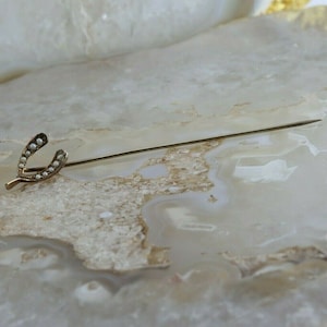 Vintage 14K Yellow Gold Pearl Wishbone Stick Pin Circa 1950 - Etsy