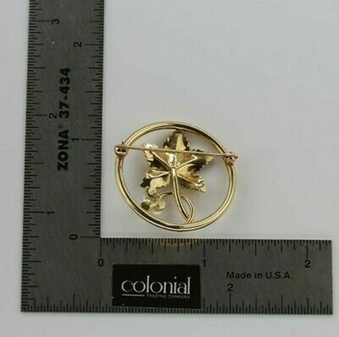 Vintage 14K Yellow Gold Ruby and Pearl Maple Leaf Pin Circa | Etsy