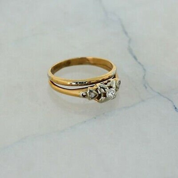 14K YG 0.20 Ct Tw Diamond Ring Conjoined Ring and Band Size - Etsy