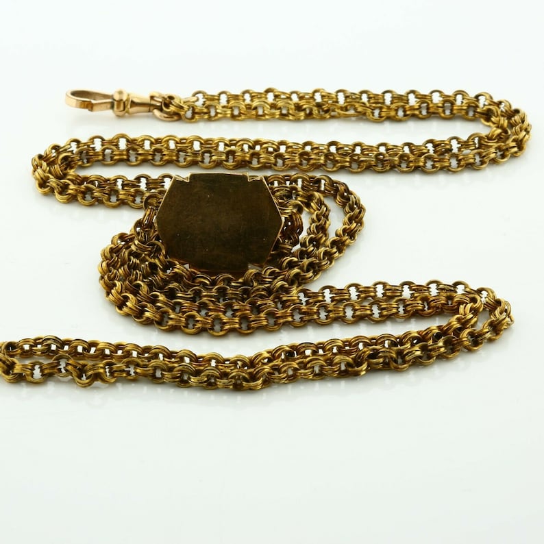 Antique 10K Gold Filled Watch Slide Chain 44 Inches Circa 1890 - Etsy