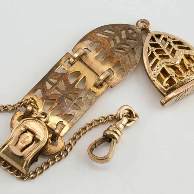 Antique Gold Filled Watch Fob and Clip for Belt Monogram LWB Circa 1930 ...