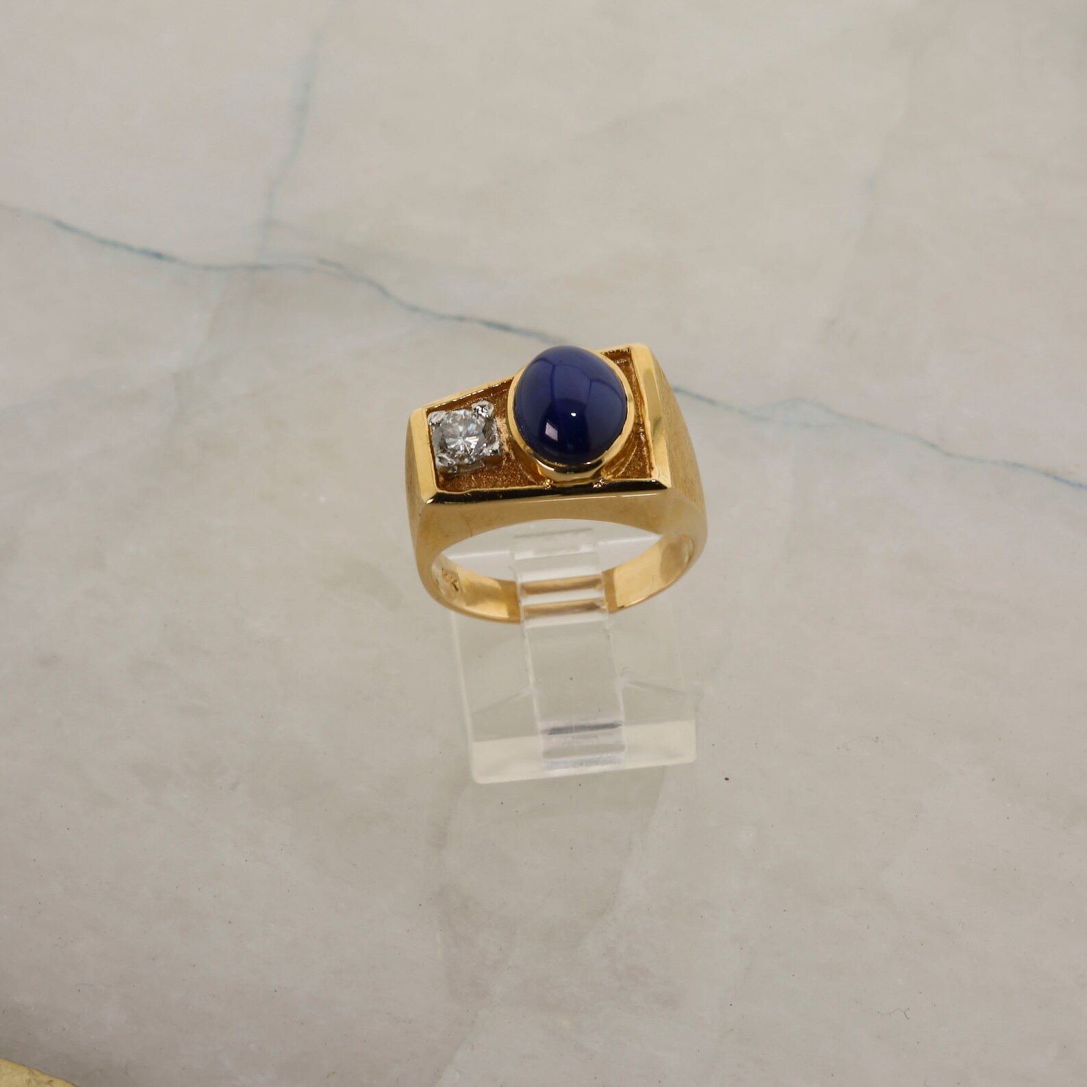Vintage 14K YG Men's Blue Linde Star Sapphire and Diamond | Etsy