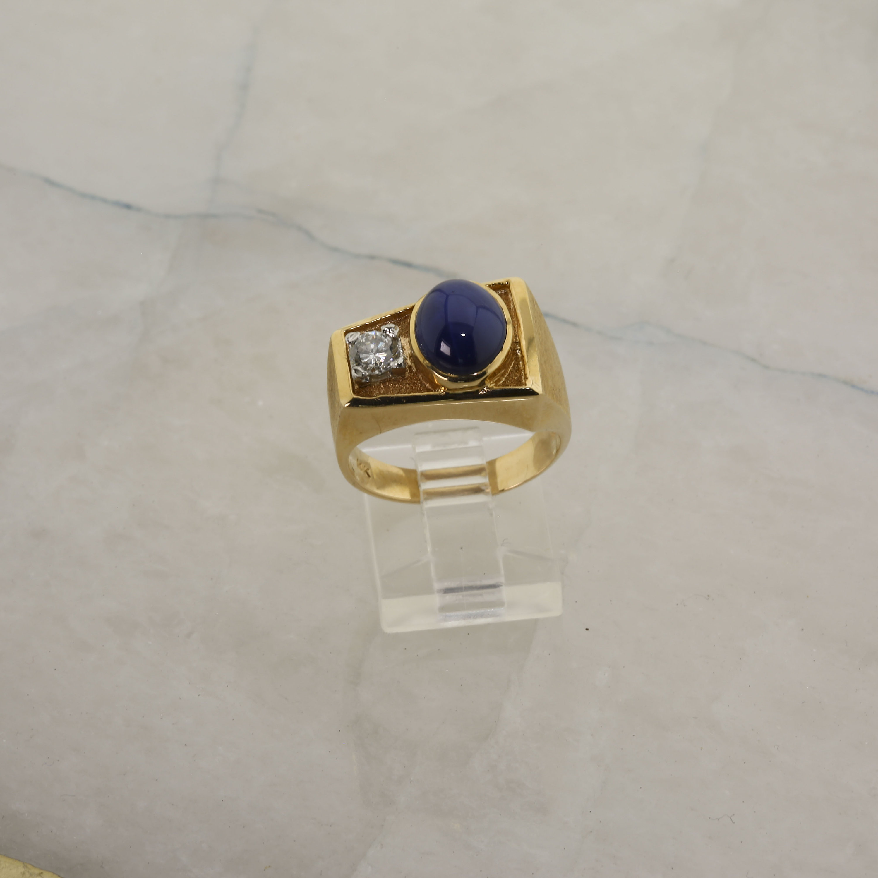 Vintage 14K YG Men's Blue Linde Star Sapphire and Diamond | Etsy