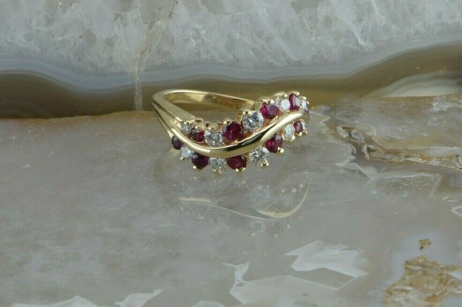 14K Yellow Gold Ruby and Diamond Ring 2ct Est Ring Size 7 | Etsy