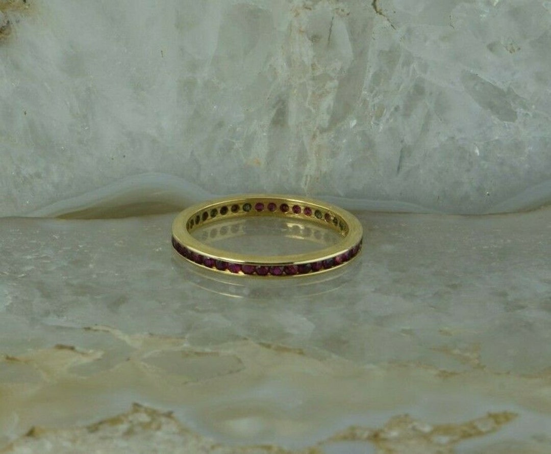 18K Yellow Gold Ruby Eternity Band Round Rubies End to End Size 6.5 Circa 1980 - Etsy