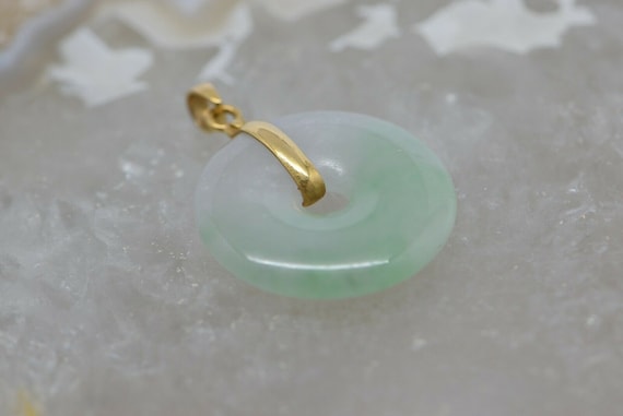 Fine Gold Jade Pi Stone Pendant Green and White Jade … - Gem