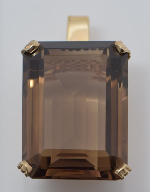 14K Yellow Gold Smoky Quartz Pendant - Gem
