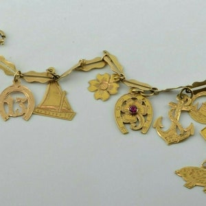 Vintage 18K YG Handmade Maritime & Luck Charm Bracelet - Etsy