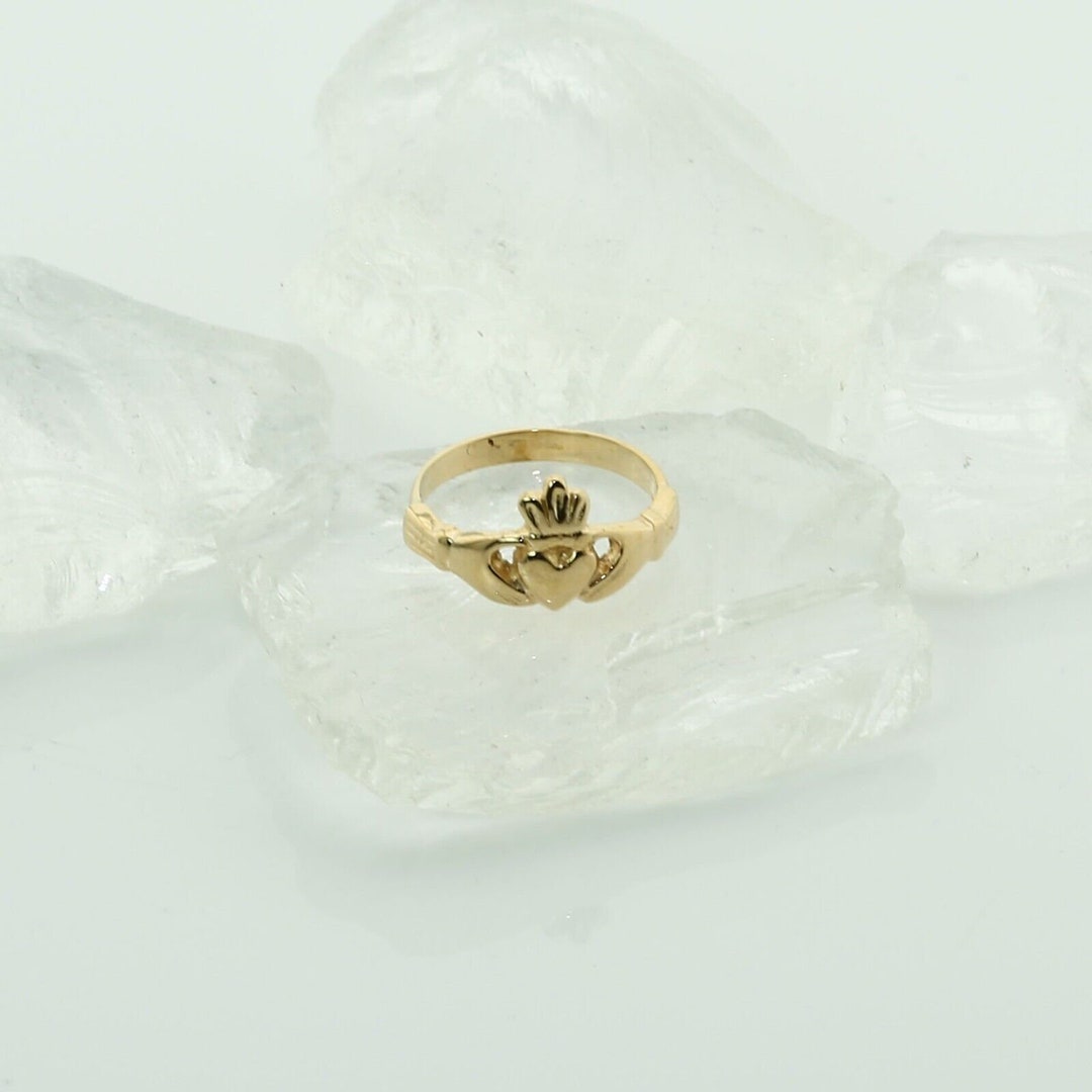 14K Yellow Gold Claddagh Ring, Child, Ring Size 2 - Etsy