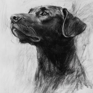 Charcoal Dog Portrait, Custom Portrait of Dog, Custom Charcoal Pet ...