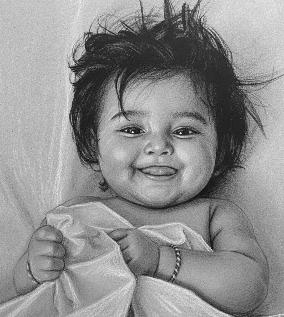 Custom Portrait of Baby, Realistic Baby Portrait From Photo, Mom and ...