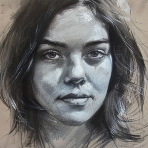 Custom Portrait on Toned Paper, Charcoal Portrait, Charcoal Art, Custom Portrait, Unique Gift ...