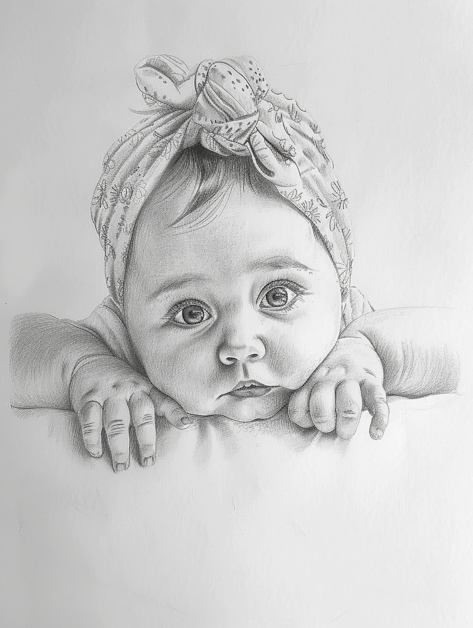 Custom Portrait of Baby, Realistic Baby Portrait From Photo, Mom and ...