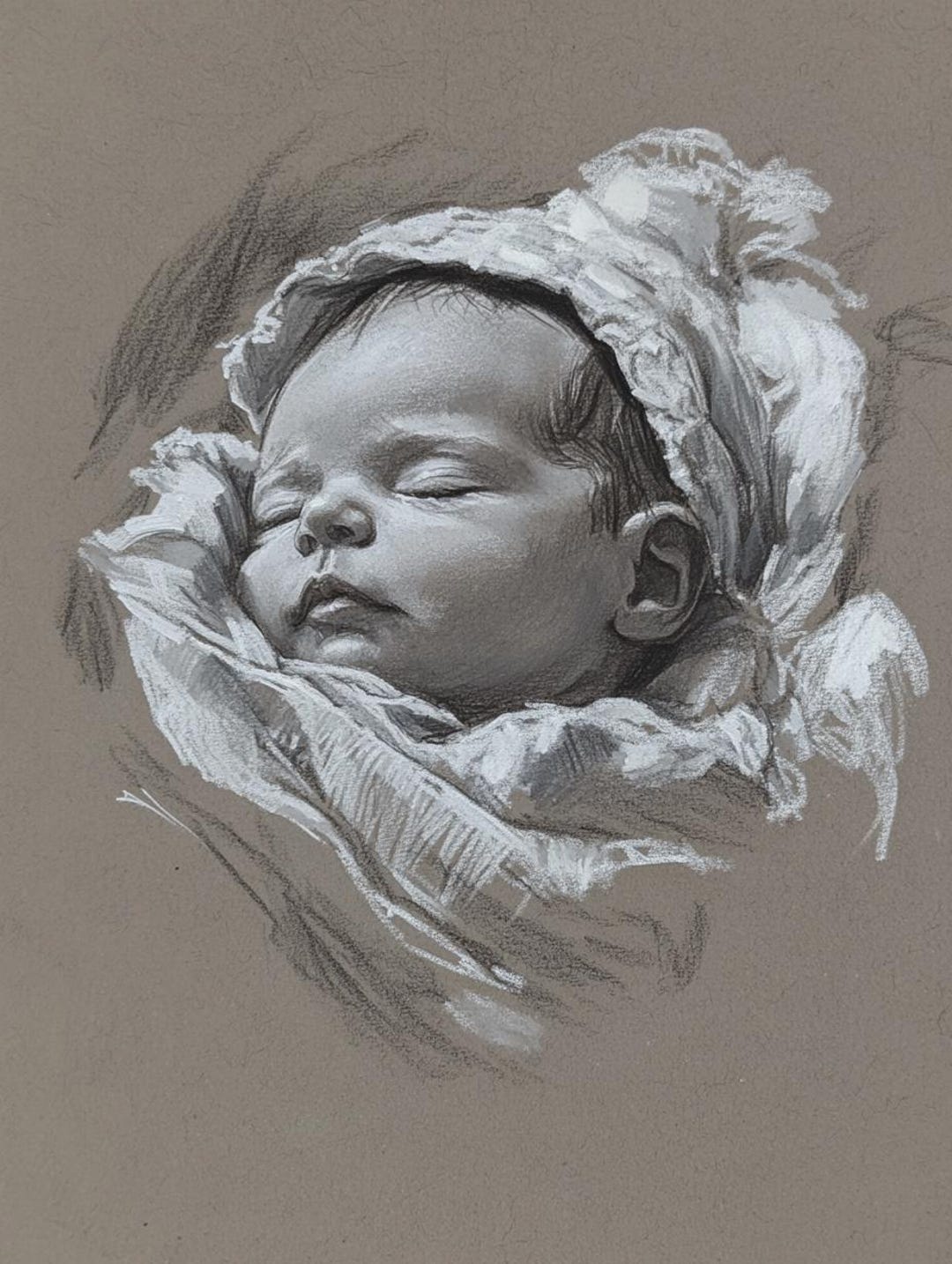 Custom Portrait of Baby, Realistic Baby Portrait From Photo, Mom and ...