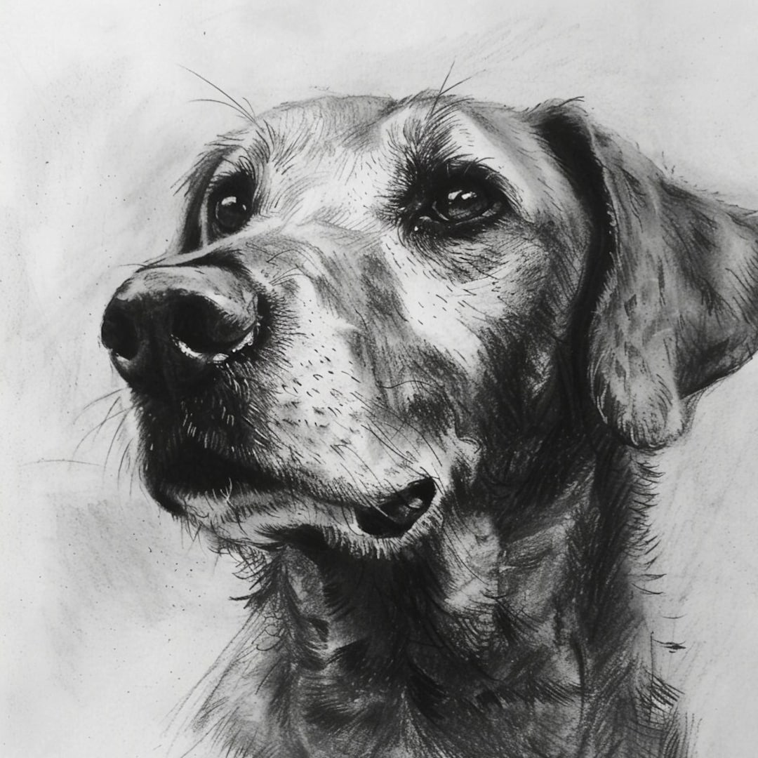 Charcoal Dog Portrait, Custom Portrait of Dog, Custom Charcoal Pet ...