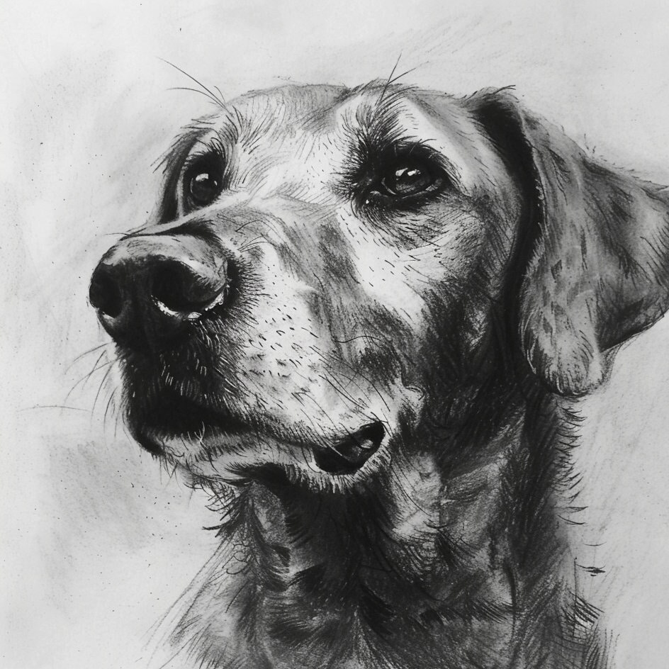 Charcoal Dog Portrait, Custom Portrait of Dog, Custom Charcoal Pet ...