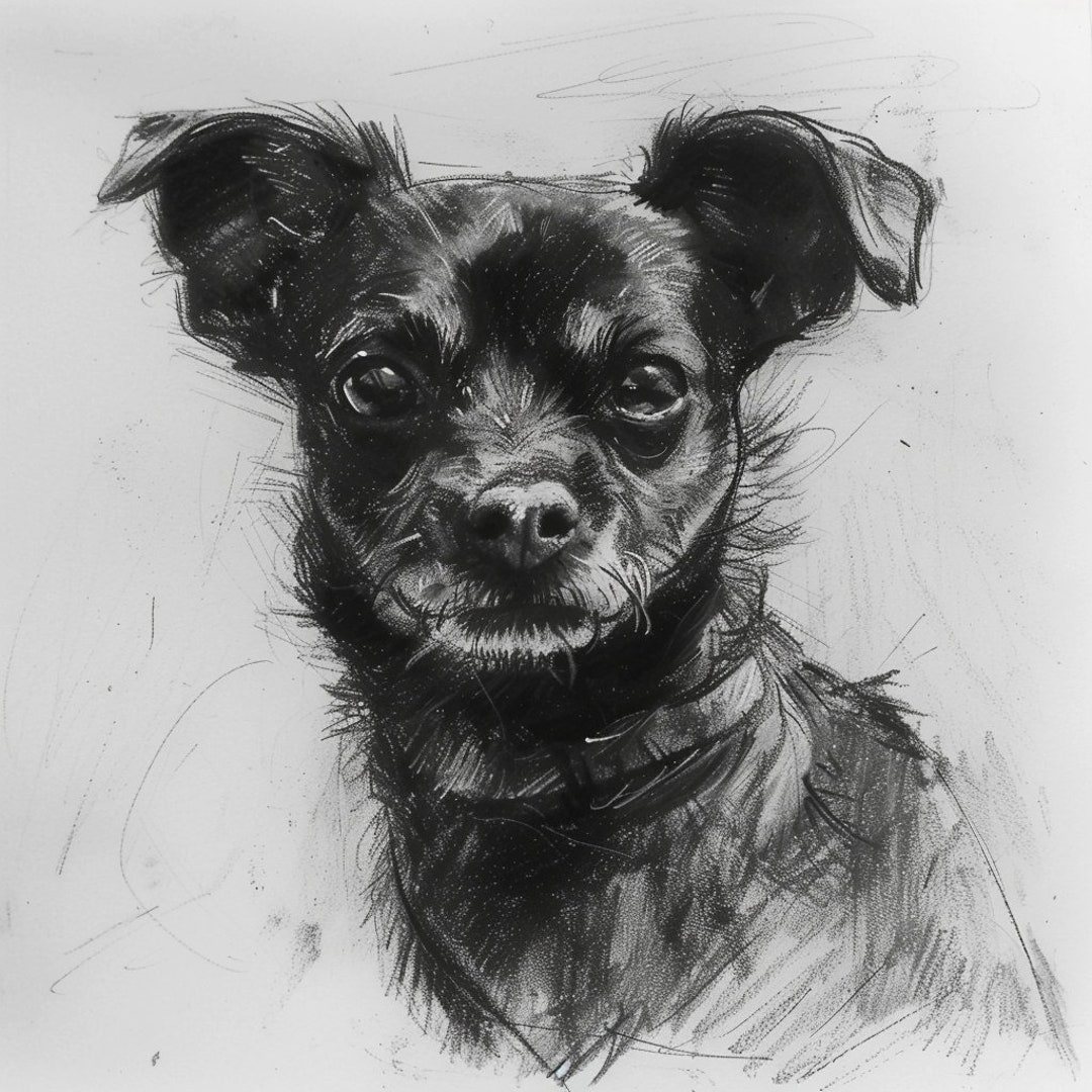 Charcoal Dog Portrait, Custom Portrait of Dog, Custom Charcoal Pet ...