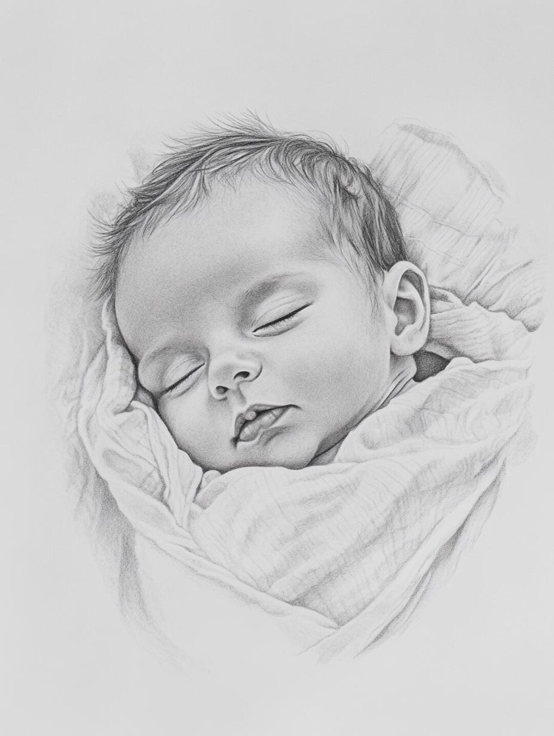 Custom Portrait of Baby, Realistic Baby Portrait From Photo, Mom and ...