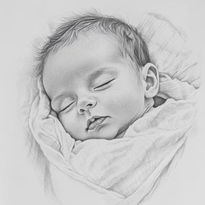 Custom Portrait Of Baby Realistic Baby Portrait From Photo Mom And