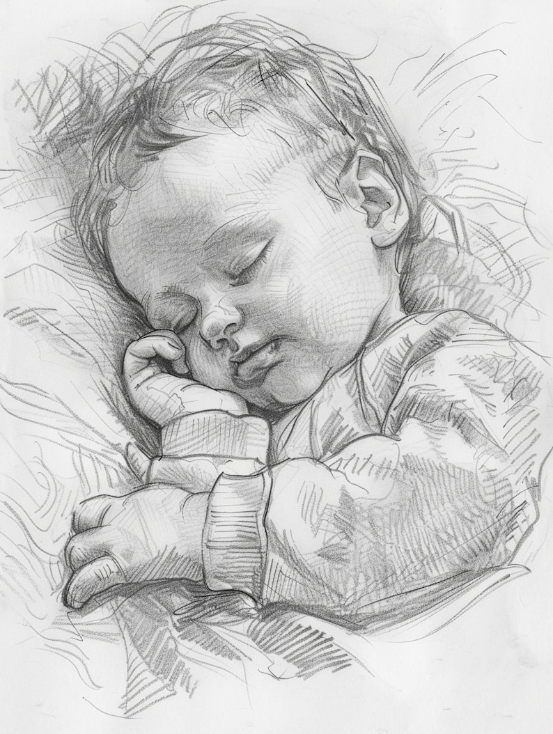 Custom Portrait of Baby, Realistic Baby Portrait From Photo, Mom and ...