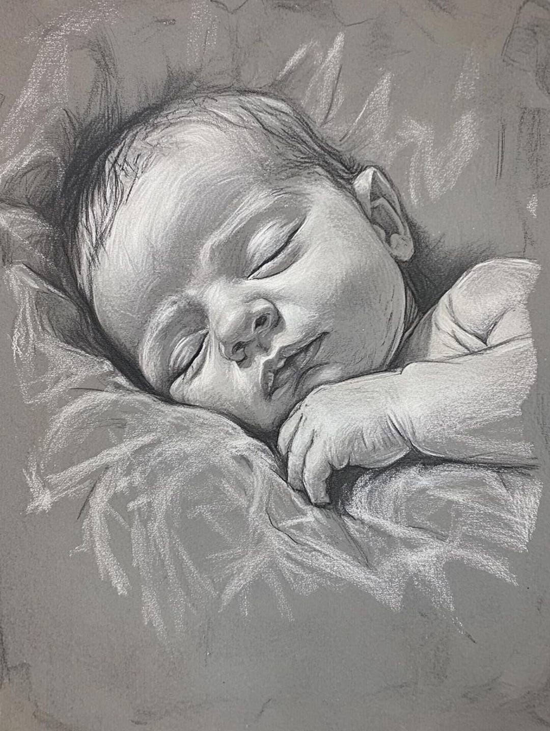 Custom Portrait of Baby, Realistic Baby Portrait From Photo, Mom and ...