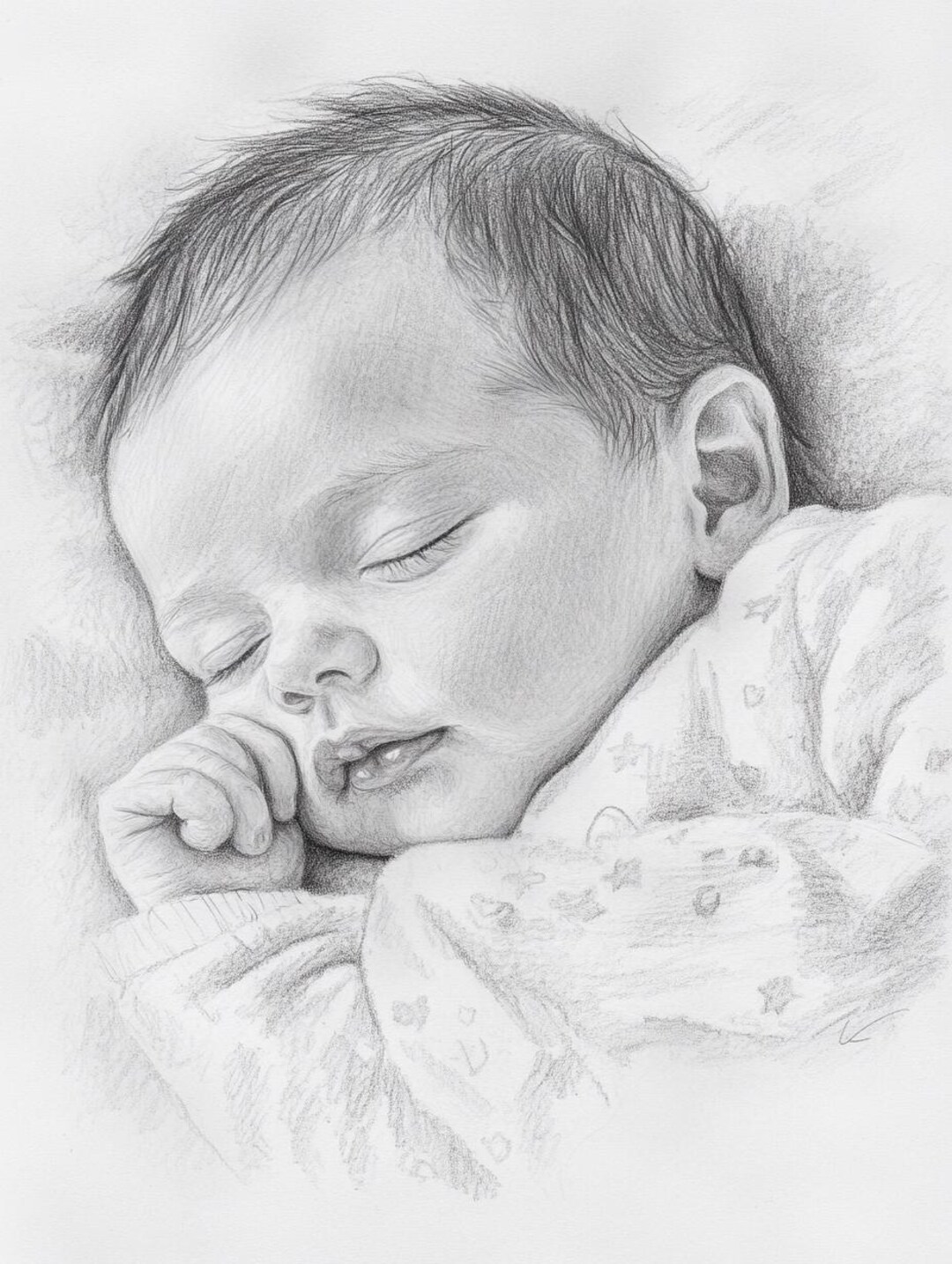 Custom Portrait of Baby, Realistic Baby Portrait From Photo, Mom and ...