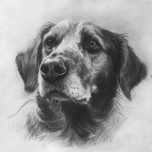 Charcoal Dog Portrait, Custom Portrait of Dog, Custom Charcoal Pet ...
