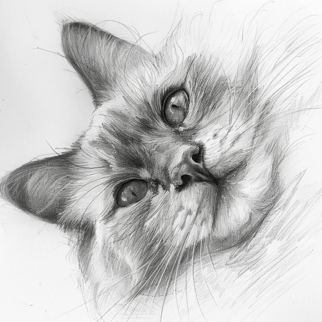 Cat Portrait, Custom Portrait of Cat, Custom Pencil Portrait of Cat ...