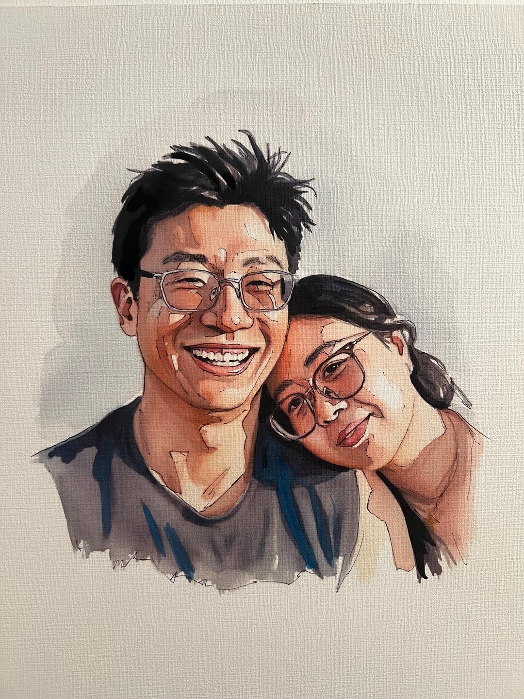Watercolour Painting, Couple Proposal Portrait, Custom Portrait From ...