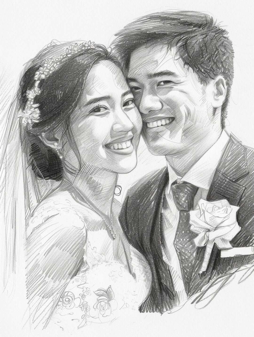 Couple Portrait, Couple Custom Drawing, Couple Drawing, Custom Wedding ...