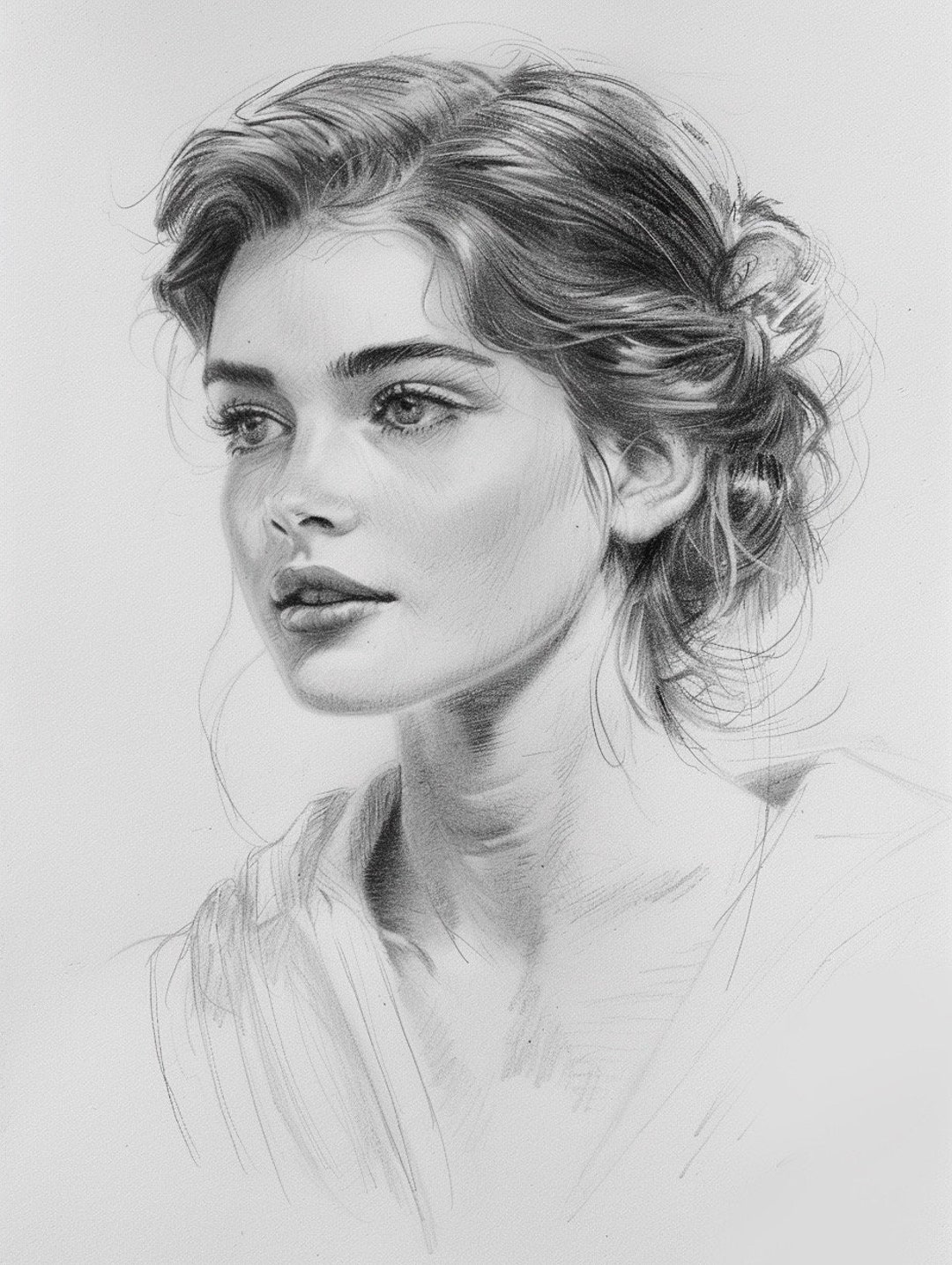 Custom Graphite Pencil Portrait Drawing - Personalized Gift for Mom ...