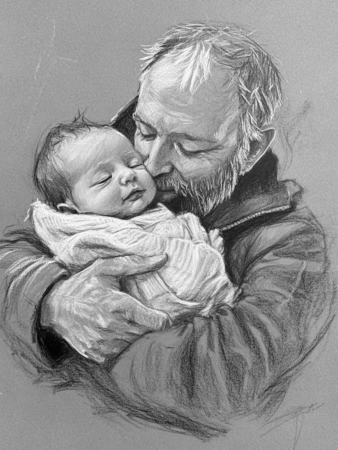 Custom Portrait of Baby, Realistic Baby Portrait From Photo, Mom and ...