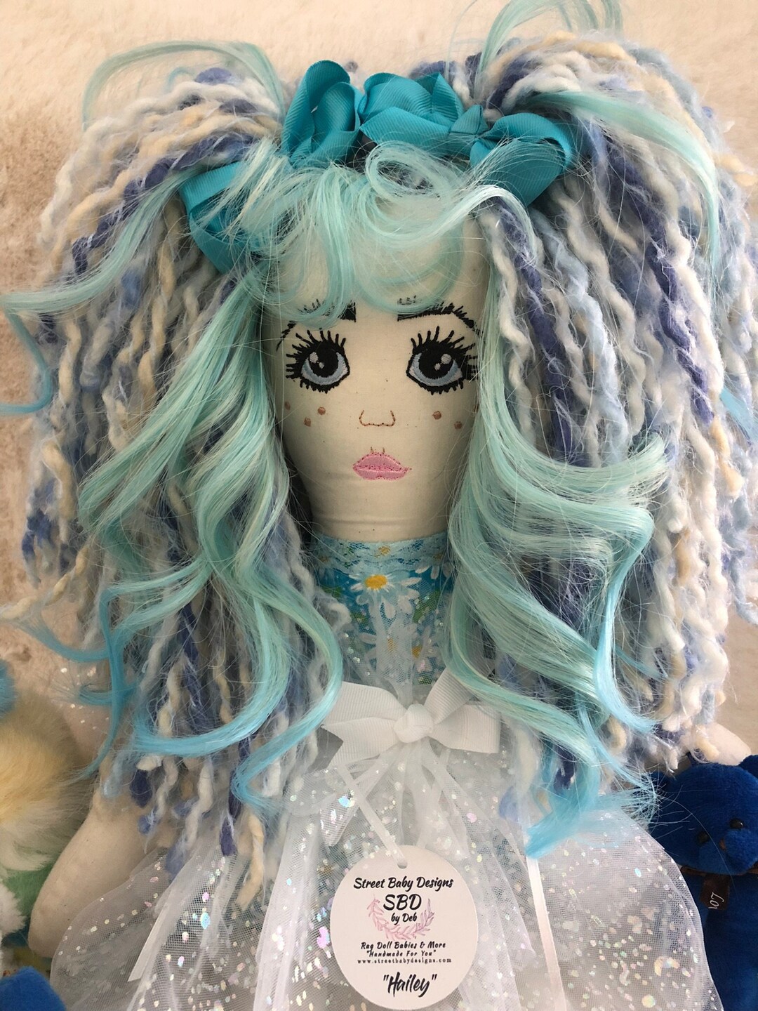 Rag Doll, Doll, Heirloom Rag Doll, Handmade Cloth Doll, Embroidered ...