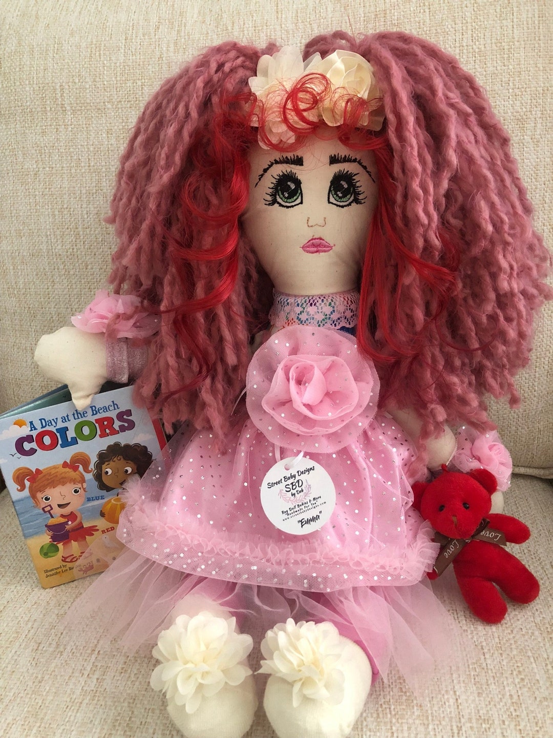 Rag Doll, Doll, Heirloom Rag Doll, Handmade Cloth Doll, Embroidered ...