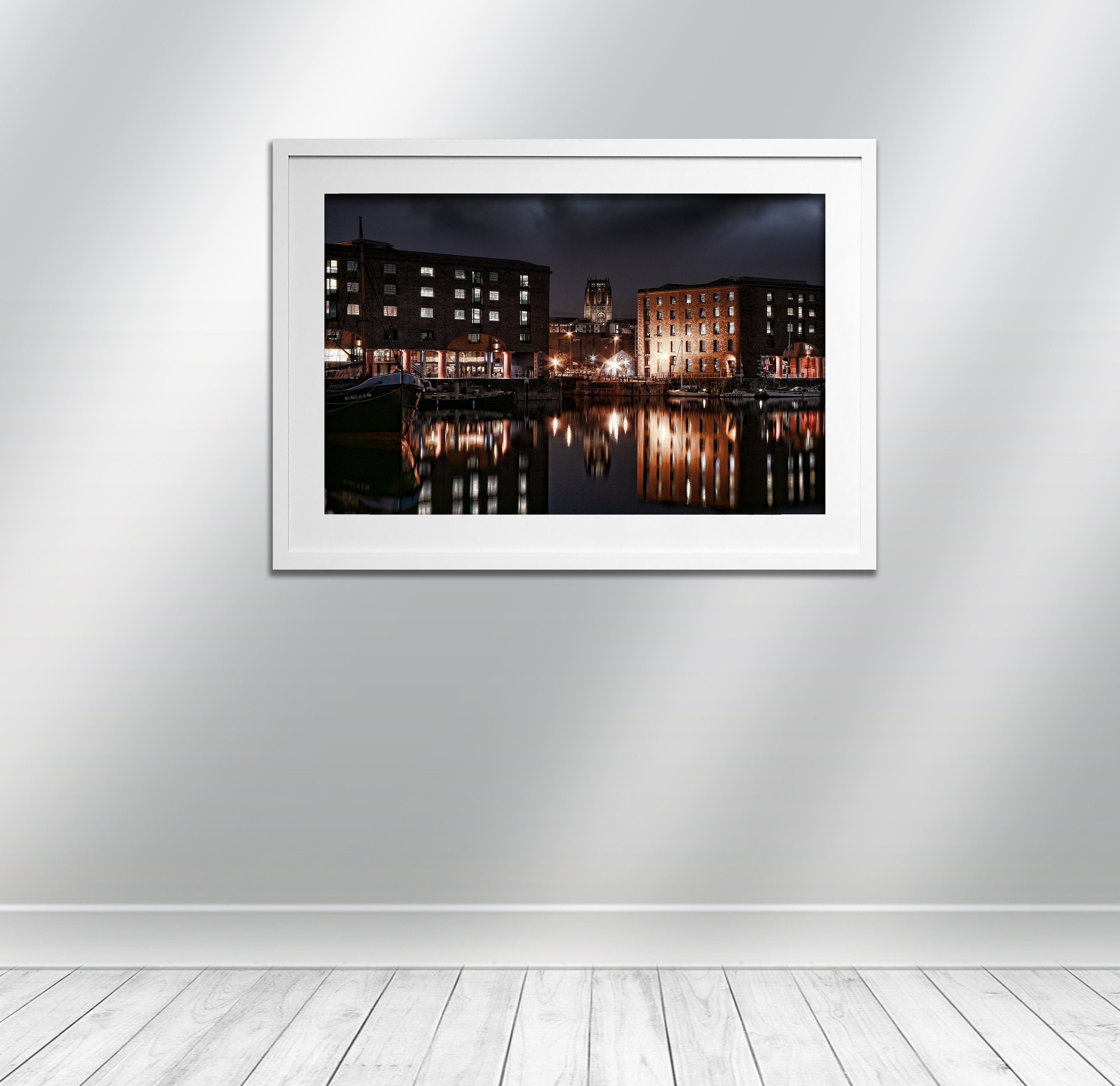 Liverpool Albert Dock and Cathedral, Signed Print. Architecture, Wall ...