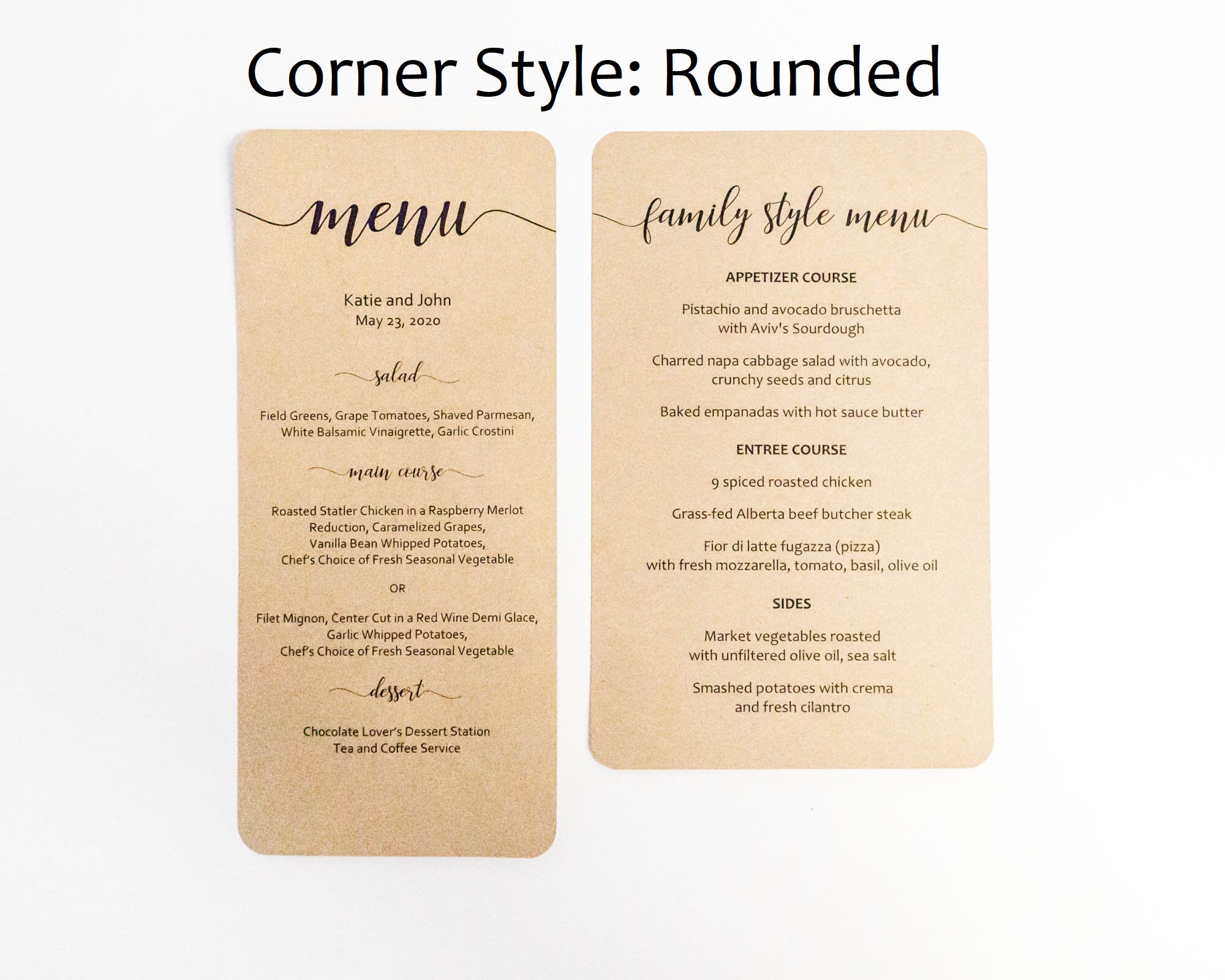 PRINTED Rustic Kraft Dinner Menu Pack of 10 Kraft Wedding - Etsy Canada