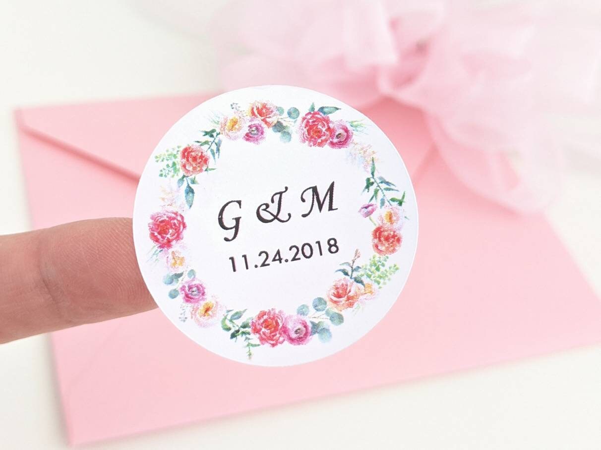 Floral Wedding Stickers Pack of 20 Personalised Wedding - Etsy