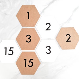 Hexagon table numbers Printed table numbers Kraft table | Etsy