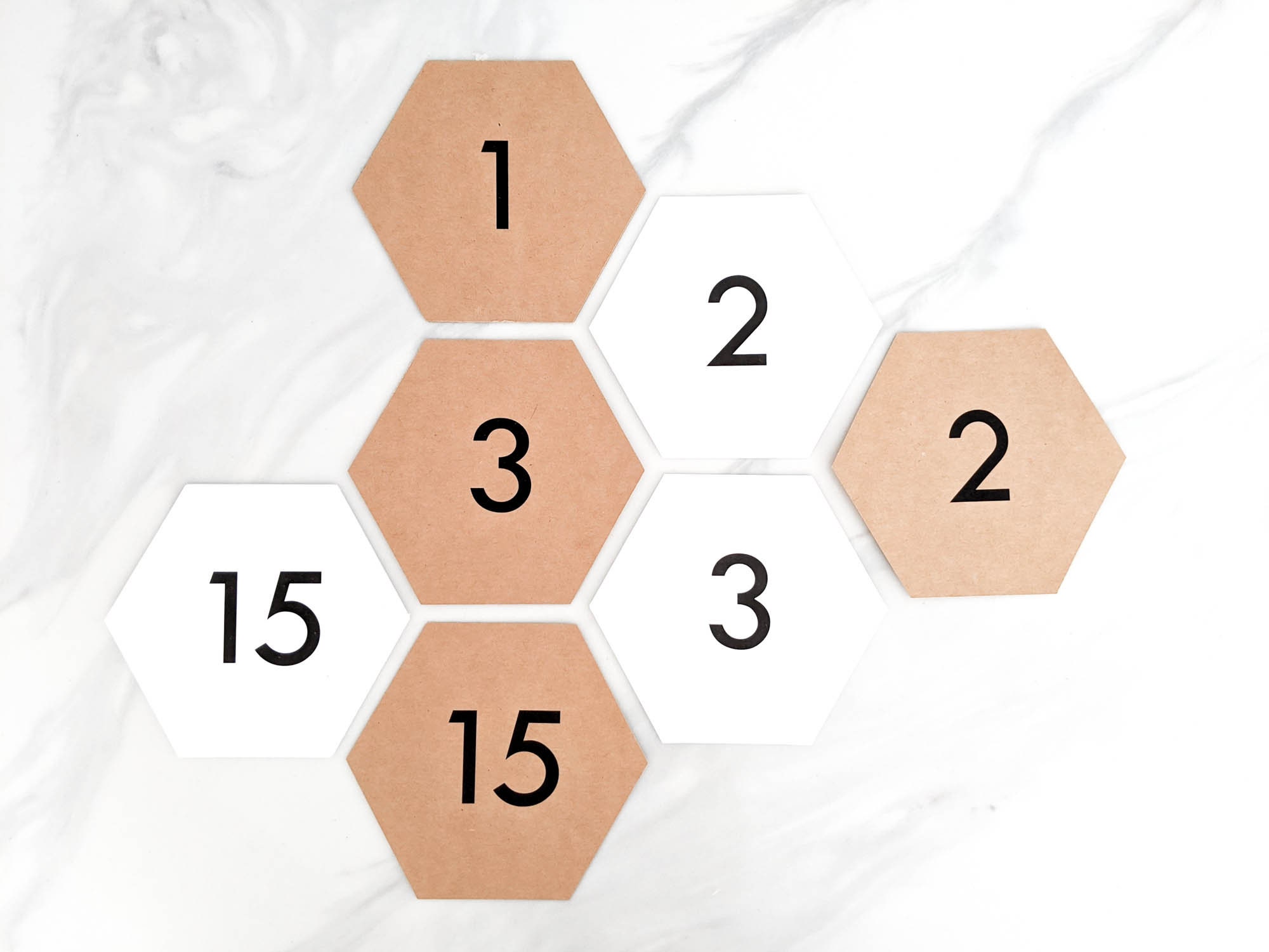 Hexagon table numbers Printed table numbers Kraft table | Etsy