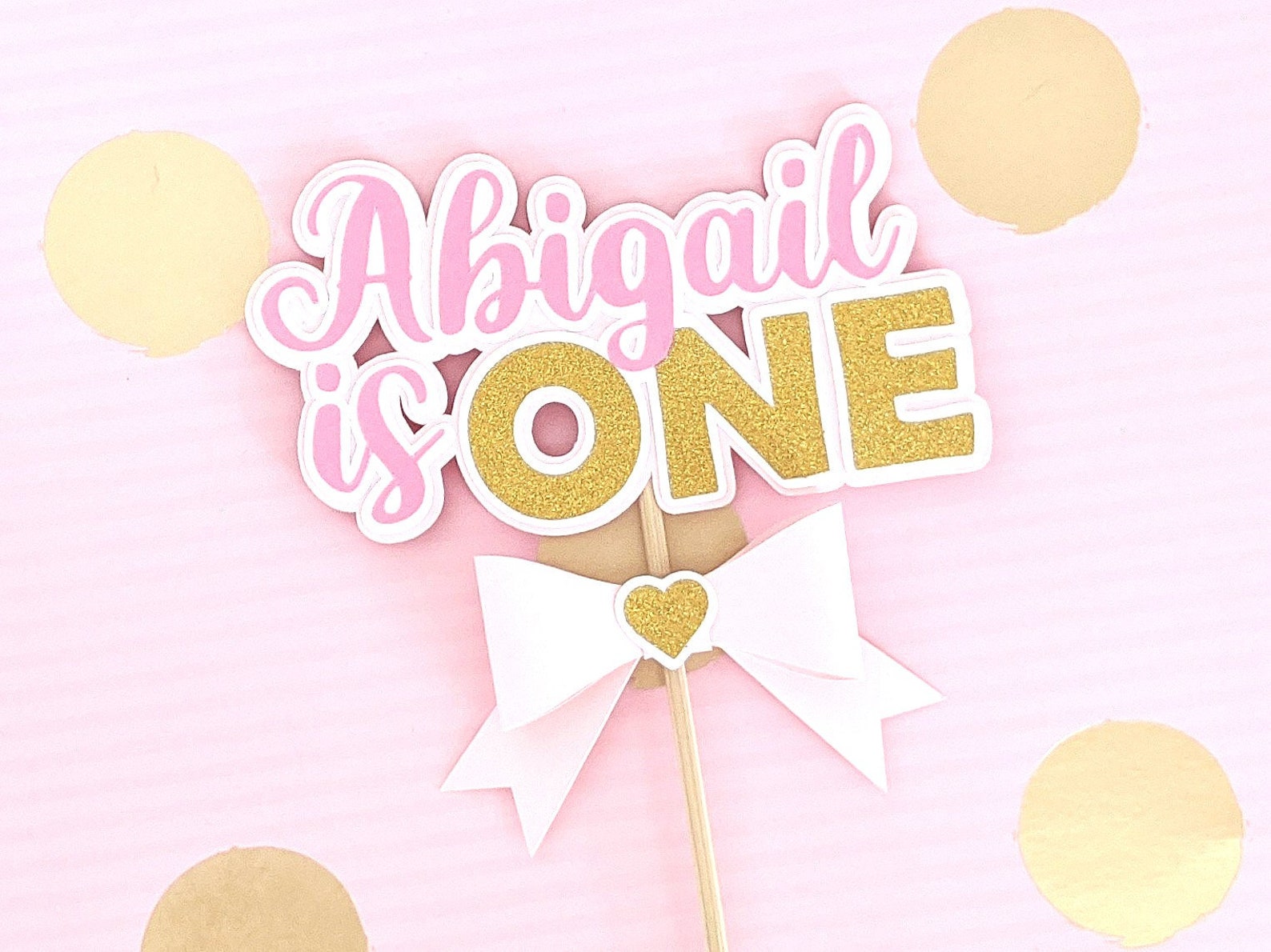 First birthday cake topper Cake topper ONE pink and gold | Etsy