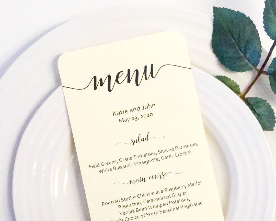 PRINTED Ivory Dinner Menu, Pack of 10, Ivory Wedding Dinner Menus, off ...